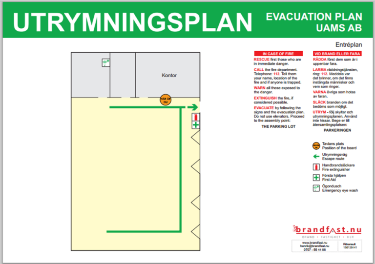 Utrymningsplan för din verksamhet | Kontakta oss här